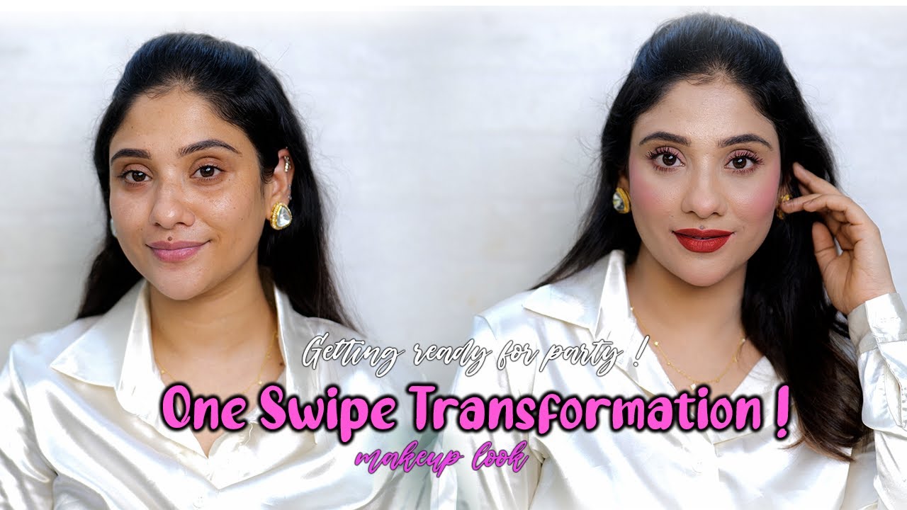 One swipe Transformation ||Party makeup look using 3 products ...