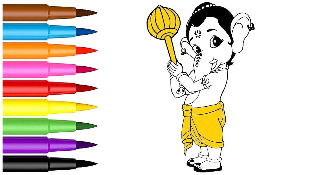 How to Draw Bal Ganesh - an Easy and Simple tutorial for Kids | Drawing ...