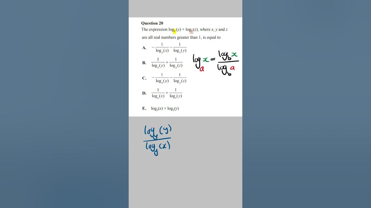 Logarithm Change Of Base Rule Exam Question Year 12 Maths Methods logarithm-change-of-base-rule-exam-question-year-12-maths-methods