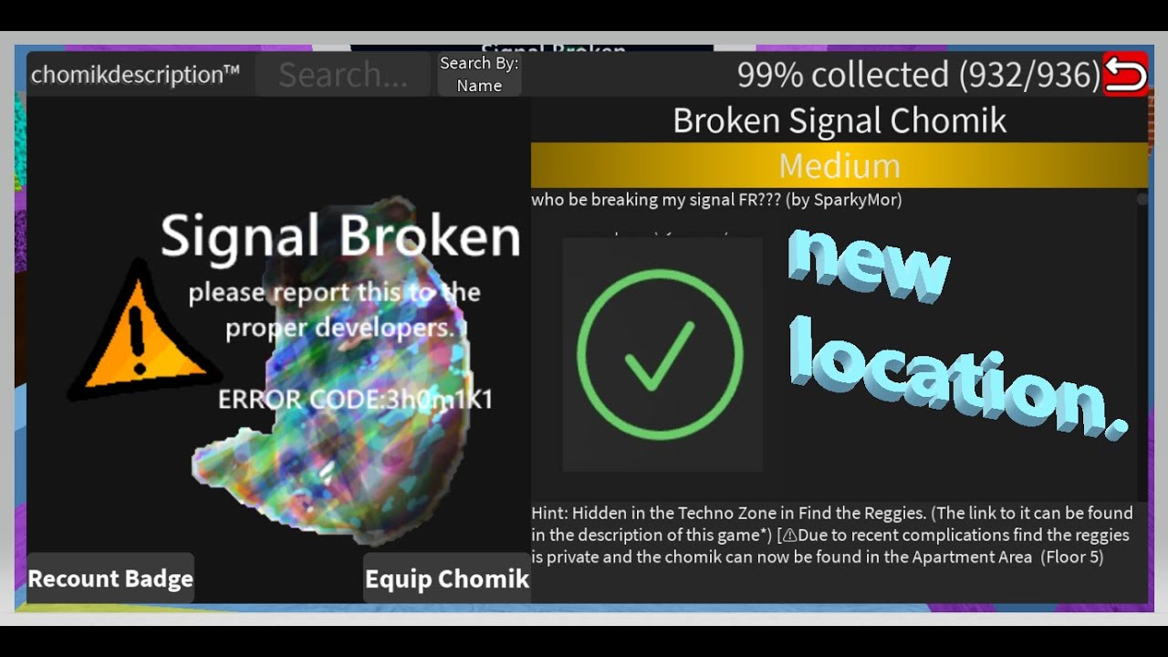 broken signal chomik new location (Find The Chomiks) - YouTube