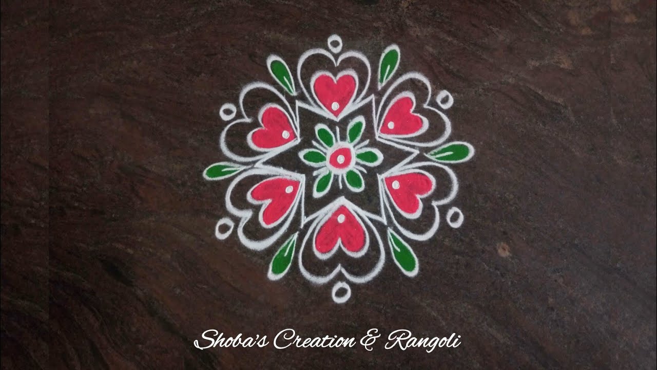 Heart ️ rangoli design || Valentine day special rangoli - YouTube