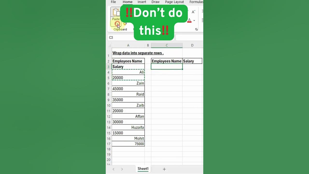 Reformat Data Quickly - Wraprows Excel Formula #excel #ithunar #exceltips #it_hunar #spreadsheet ...