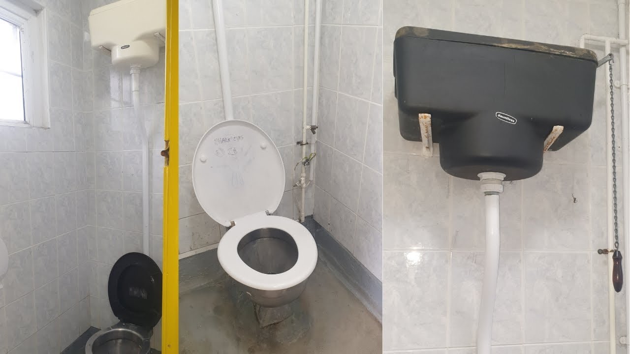 High Level Dauntless Rubberline and Dudley Tri-Well cisterns with bins, Southend Gardens Toilets ...