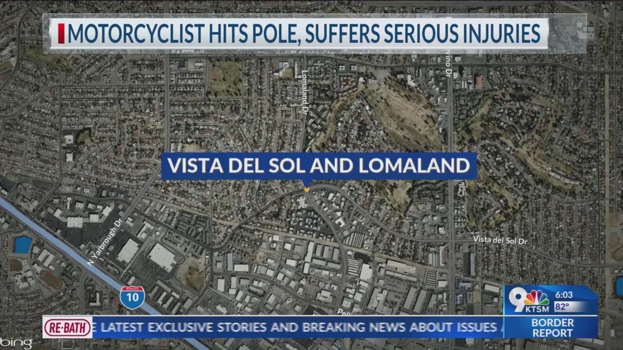 Motorcyclist hits pole, suffers serious injuries - YouTube