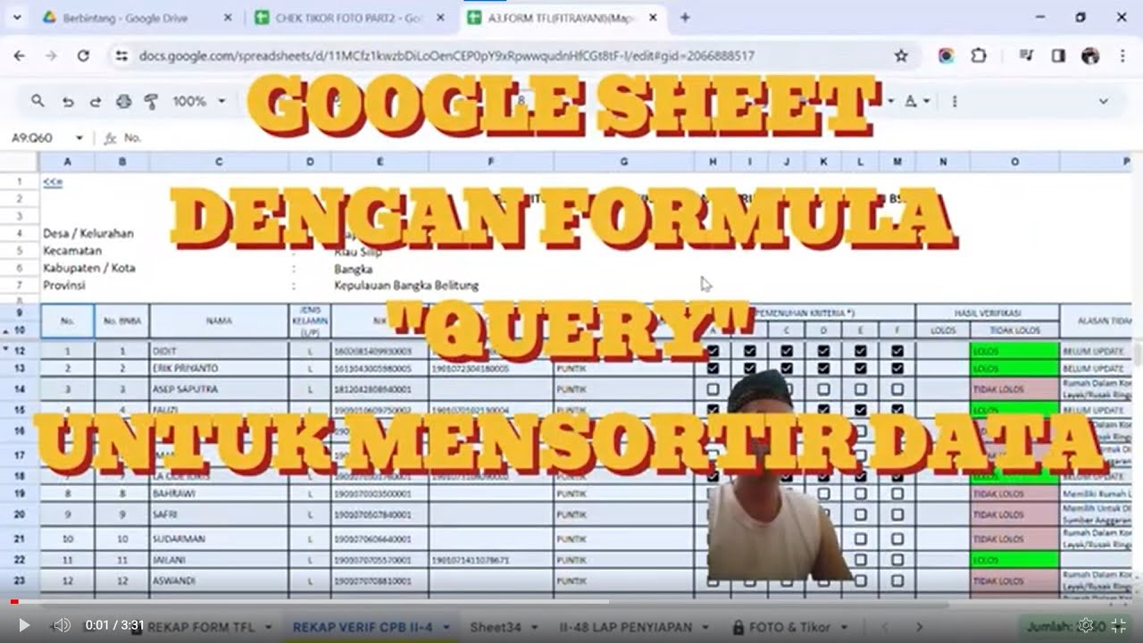 spreadsheet dengan rumus "QUERY" - YouTube