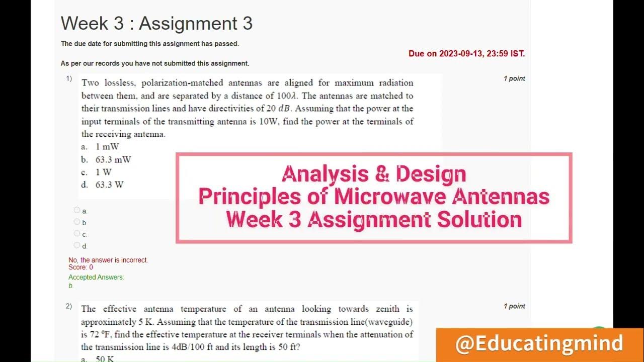 Analysis & Design Principles of Microwave Antennas Week 3 Assignment Solution NPTEL - YouTube