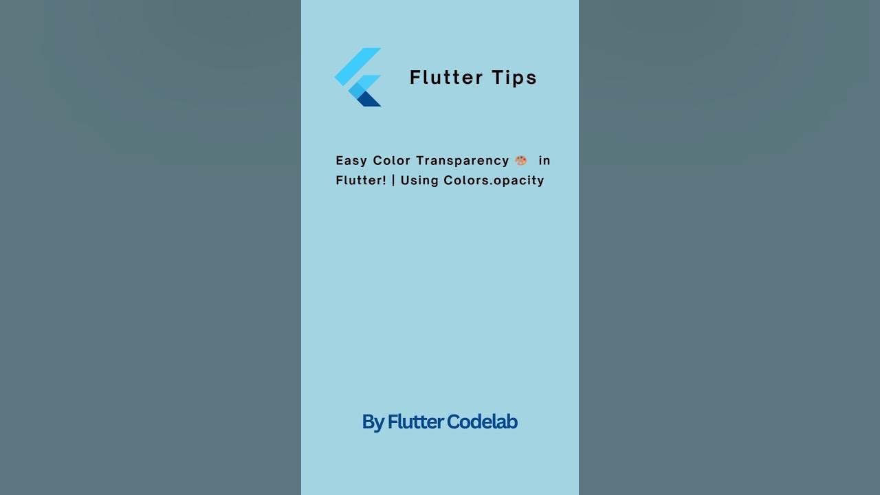 Easy Color Transparency in Flutter! | Using Colors.opacity #coding # ...