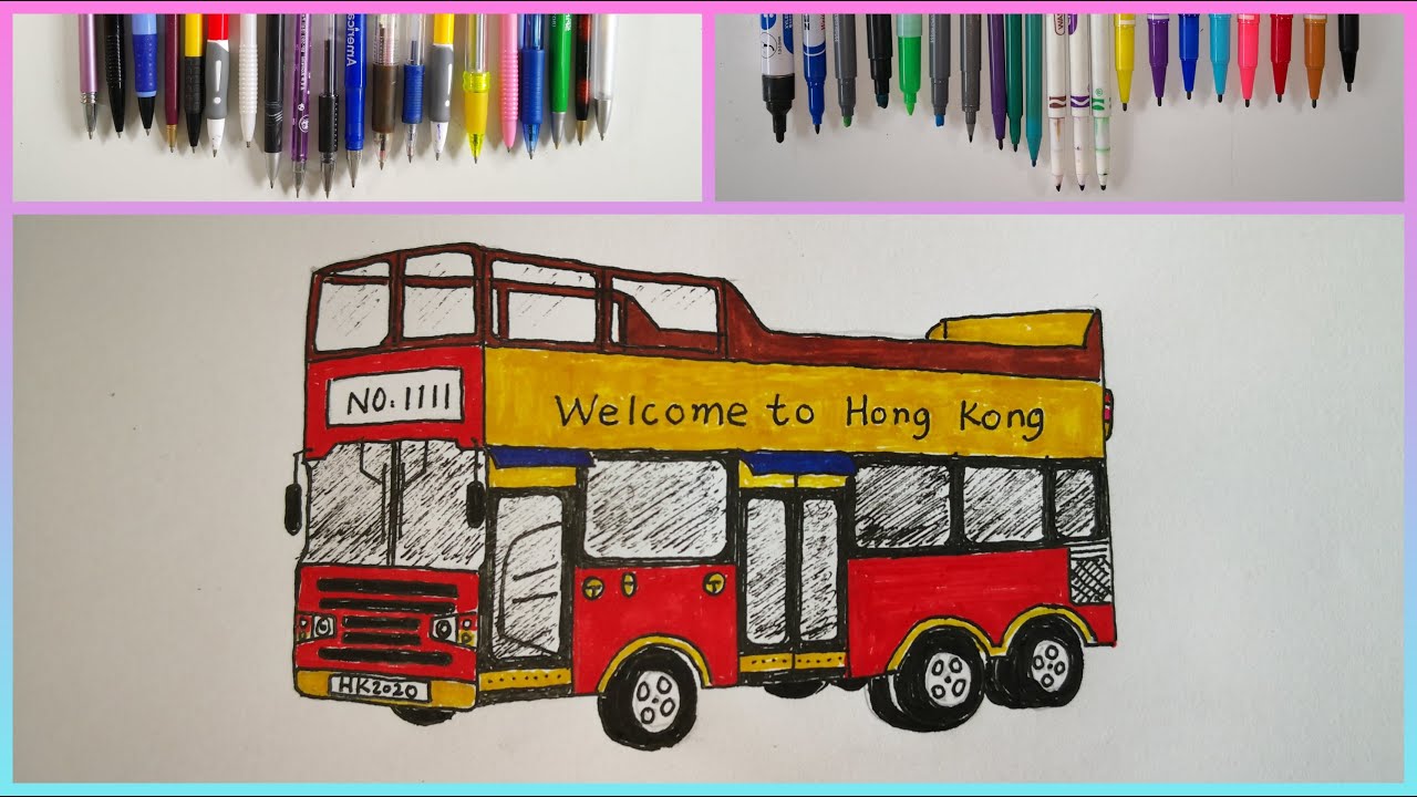 How to draw a sightseeing bus怎様畫一輛觀光巴士 - YouTube