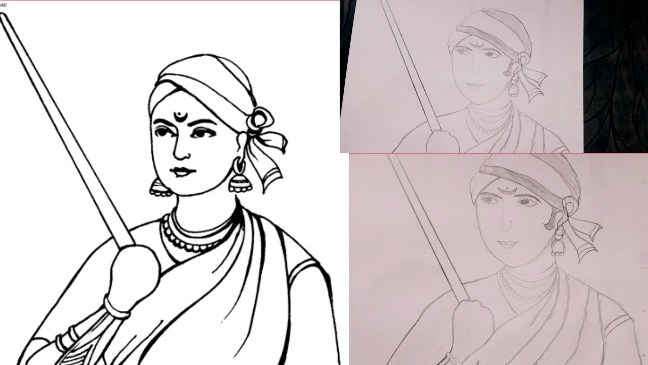 Rani Lakshmi Bai 🇮🇳#how to draw jhasi ki Rani #rani Lakshmi Bai kaise ...