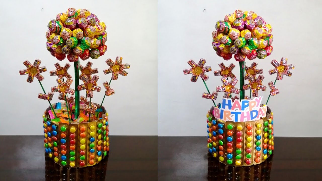 DIY FLOWER CANDY | BIRTHDAY TABLE CENTERPIECE - YouTube