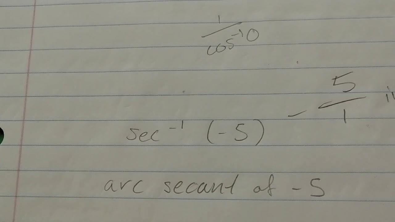 inverse sec arc sec of a whole number calculated and then explained in ...