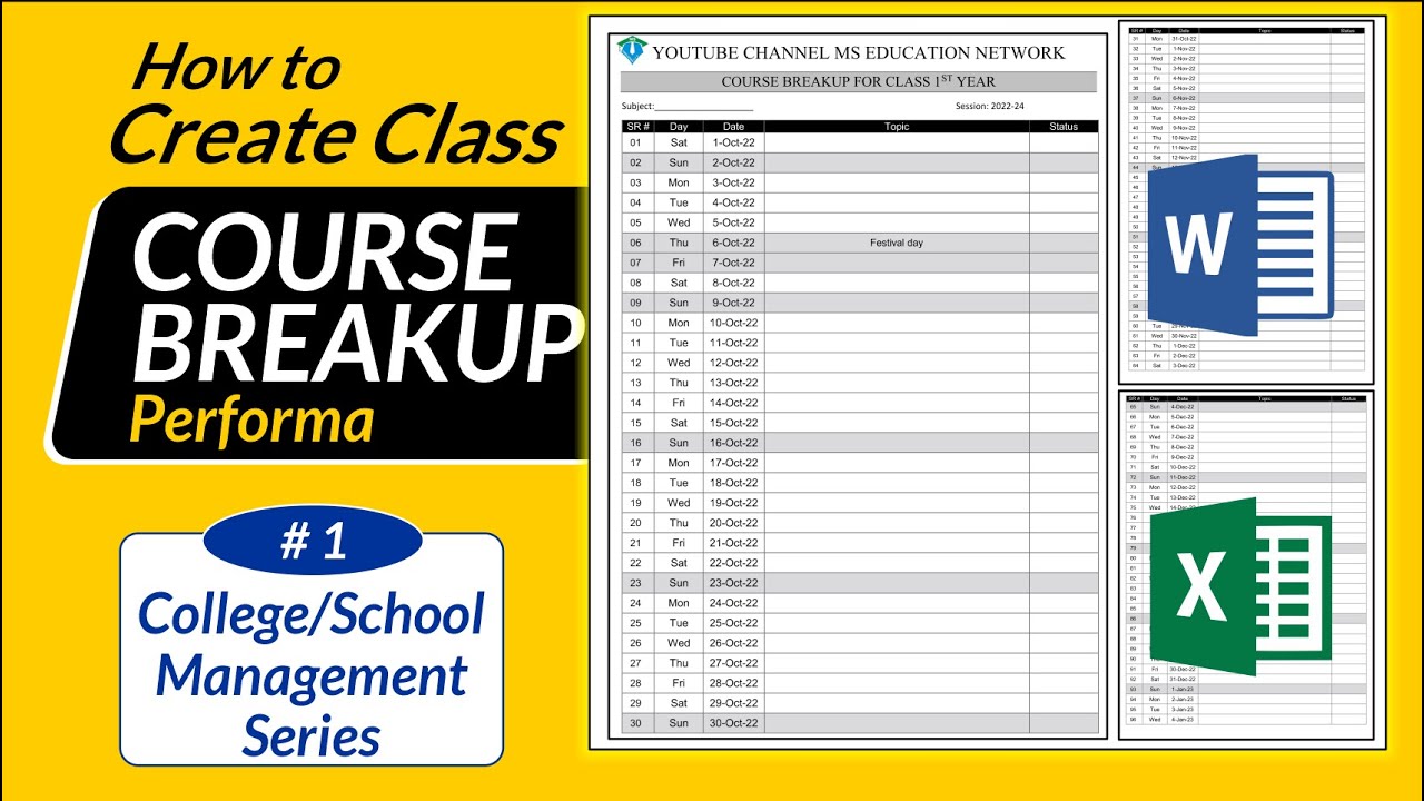 How to create course breakup in Microsoft WORD | College/School ...