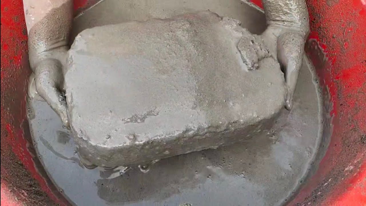 😋 Huge blocks of fine sand cement crumbling in lots of water 💦 - YouTube