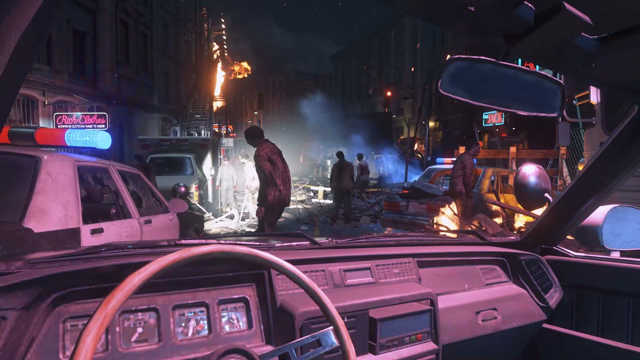 Resident Evil 3 Remake view inside the passenger compartment police car ...