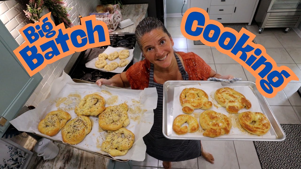 Big Batch Cooking Day! Homemade Pretzels, Soups, & Sweet Treats - YouTube
