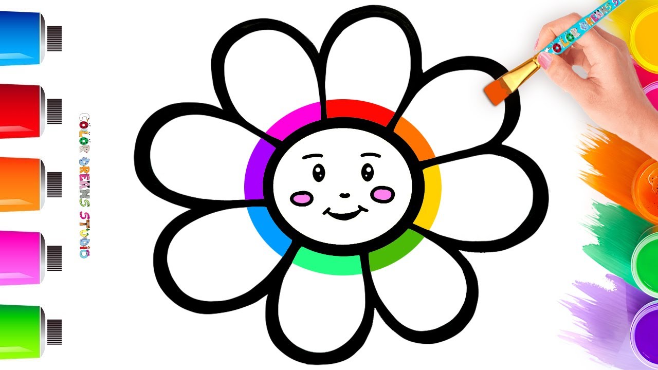 🌼Drawing and Coloring a Flower | Step By Step - YouTube