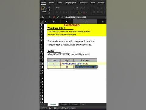 EXCEL RANDOM FUNCTION | RANDBETWEEN | EXCEL HACKS - YouTube