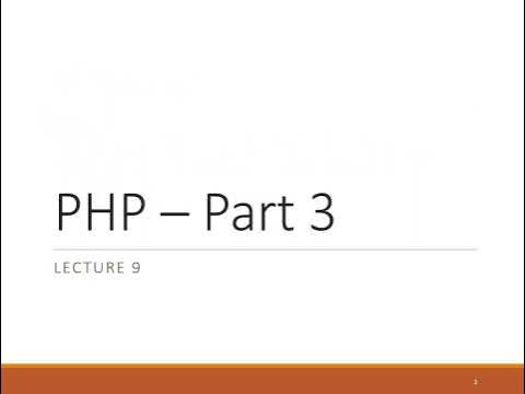 Lect 9 - PHP Part3 - YouTube