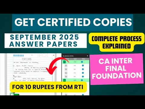 How To apply In RTI For Certified Copies Of CA September 2025 Papers ...