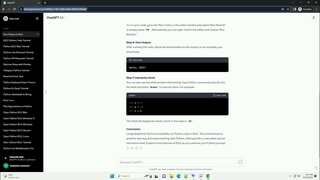 how to run python code in idle shell - YouTube