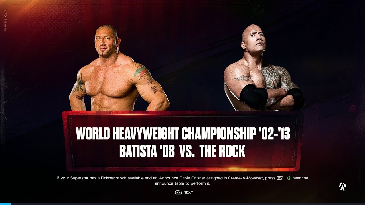 WWE 2K24 FULL MATCH — Batista Vs The Rock — World Title Match - YouTube
