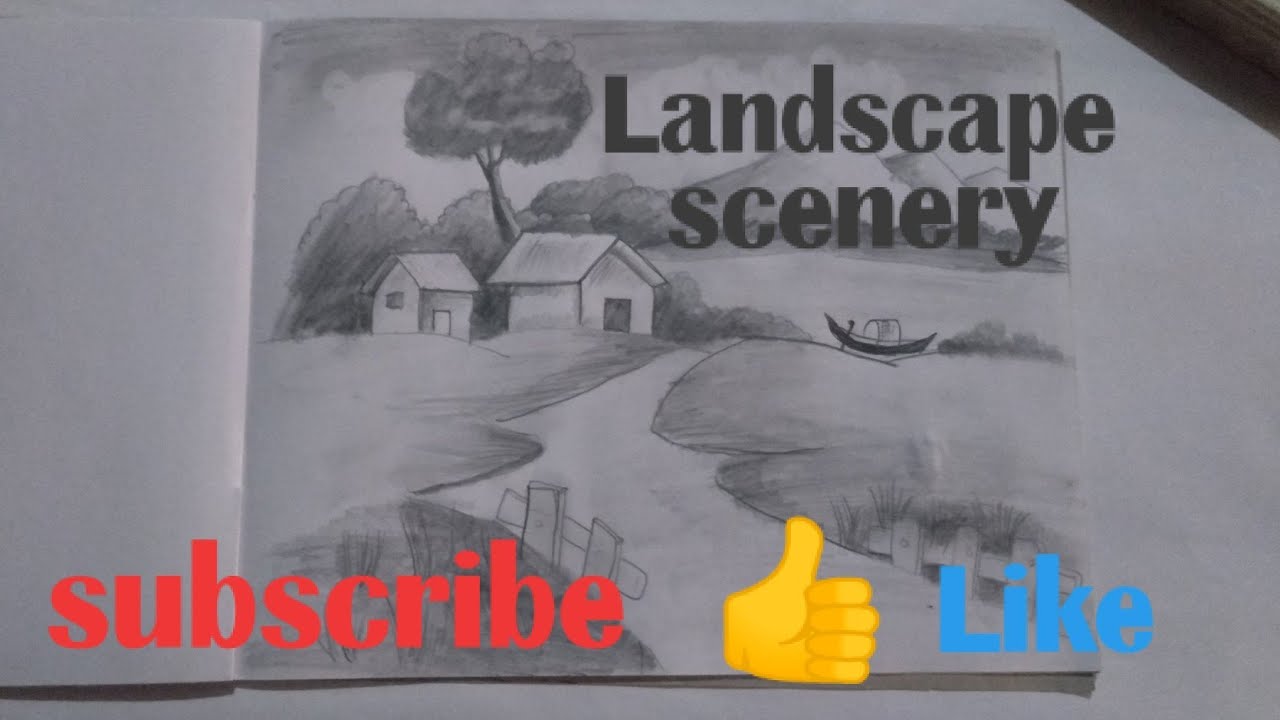How to draw a landscape scenery , step by step tutorial ,, #drawing # ...