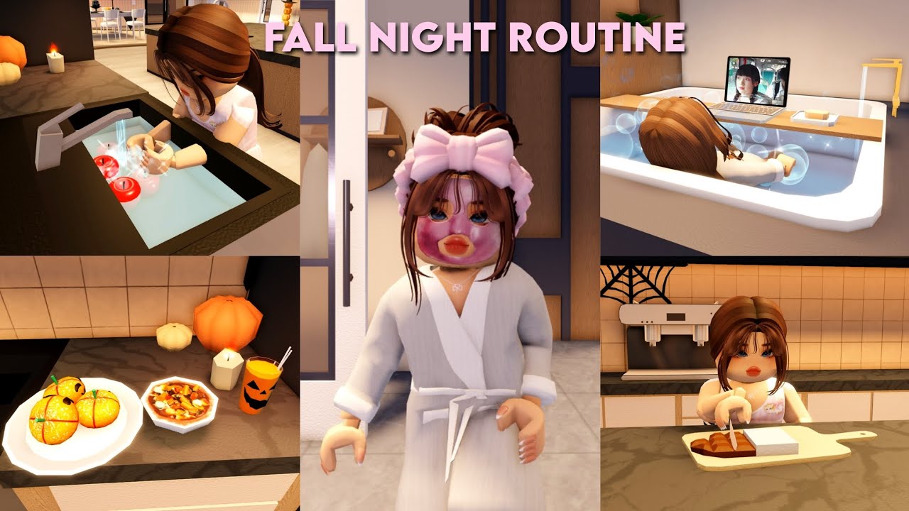 Fall night routine 🍂🥧🎃☕ | metro life night routine | roblox - YouTube