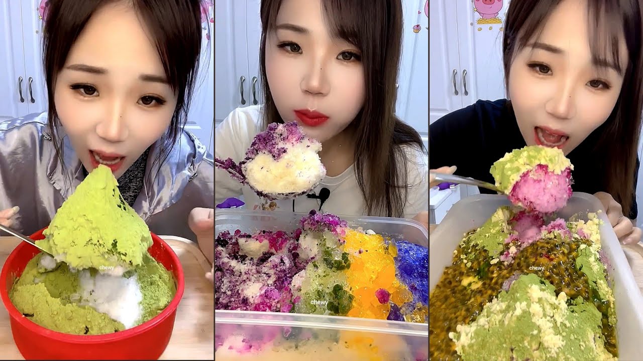 her soft powdery ice eating asmr - YouTube