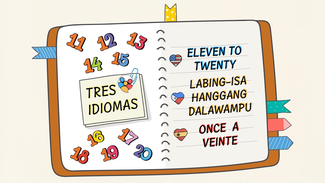 11-20 (Learn 22 English, Tagalog & Spanish Vocabulary) - YouTube