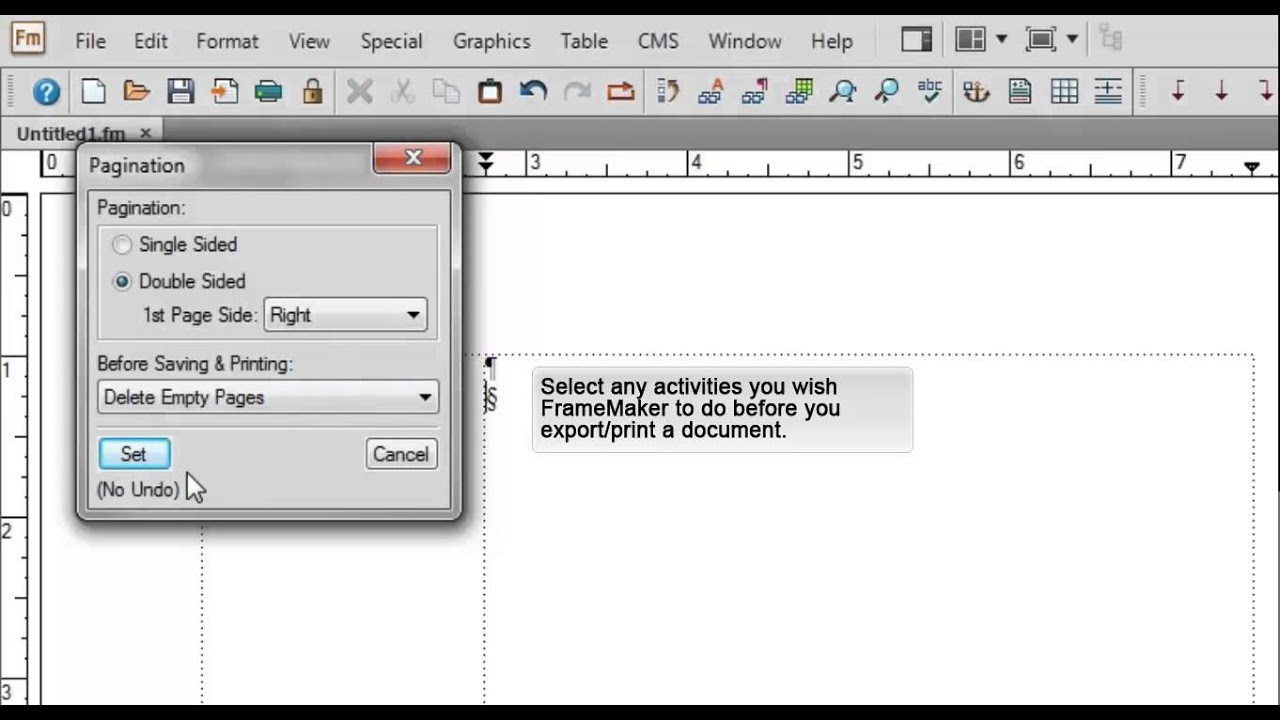 FrameMaker 12 Set Single and Double Sided Pages - YouTube