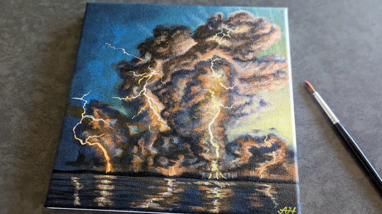 Lightning clouds acrylic painting tutorial for beginners #thunder #117 ...