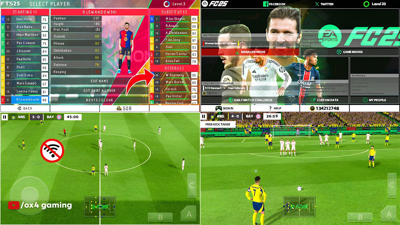 FTS 25 MOBILE™ ANDROID OFFLINE [300MB] | NEW KITS 2024/25 | REAL FACES ...