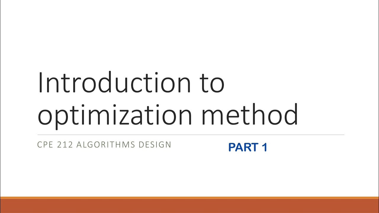 Optimization Technique Part 1 - YouTube