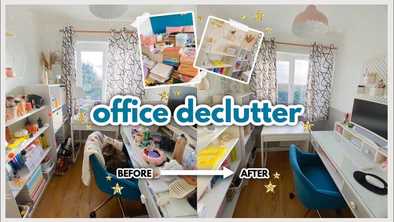 OFFICE DECLUTTER 🧼 🖥️ Clean, declutter & organise the office with me ...