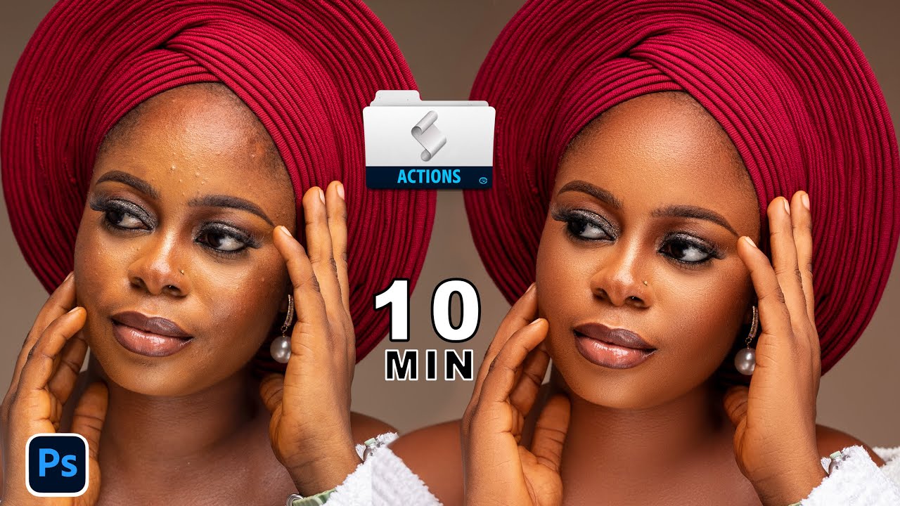 Professional Skin Retouching Using ACTIONS In Photoshop In 10 Minutes ...