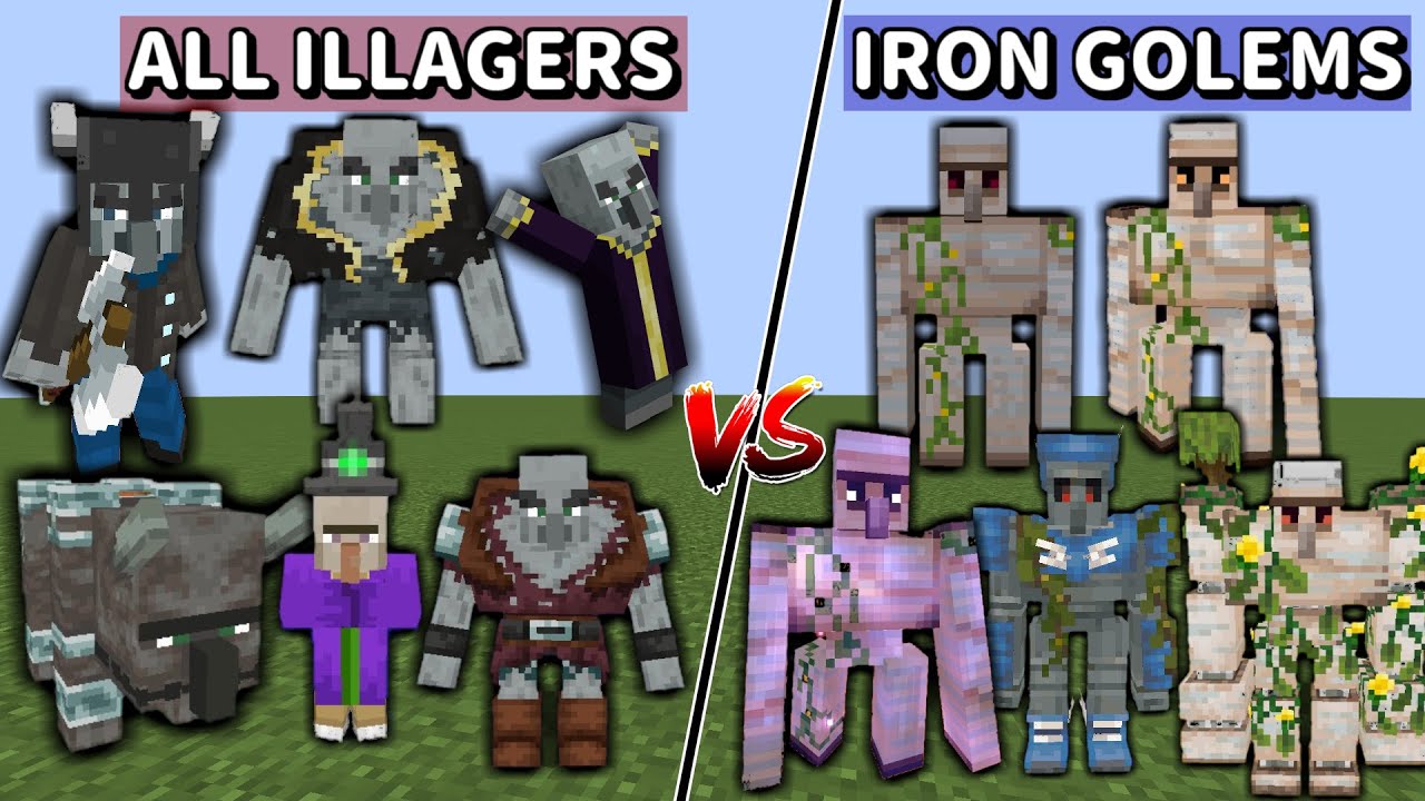 All Illagers VS All Iron Golems - Minecraft Mob Battle - - YouTube
