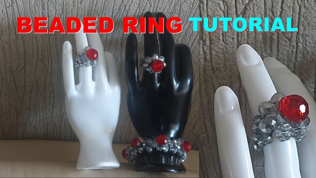 BEADED RING TUTORIAL #howto #ring #beaded - YouTube