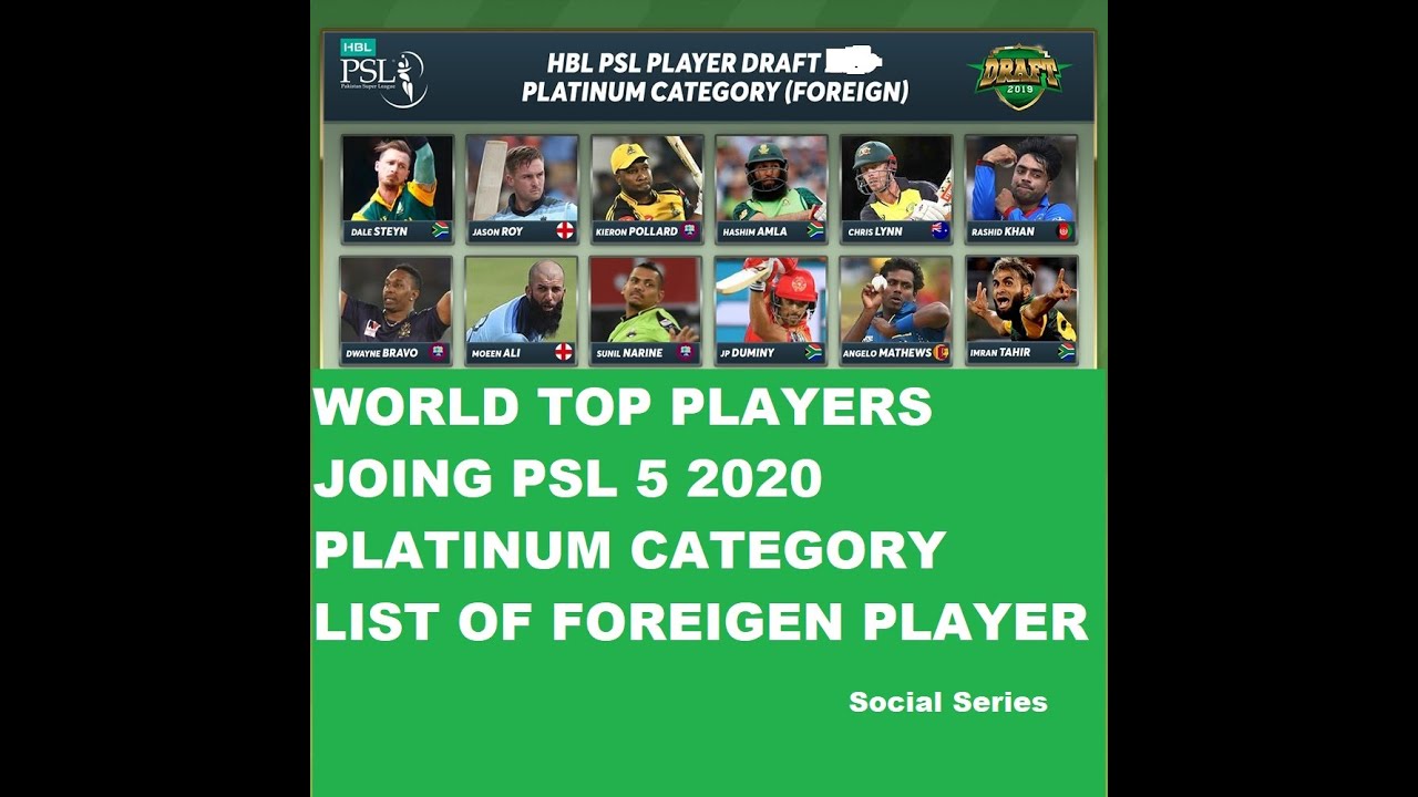 PSL platinum category of internationl player |HBL PSL 2020 foreign ...