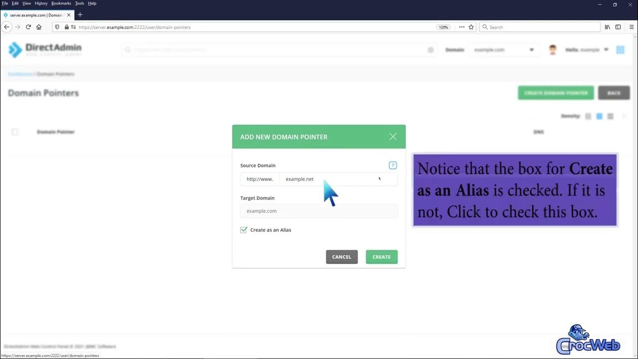How To Create Domain Alias In Directadmin Crocweb Cloud Youtube