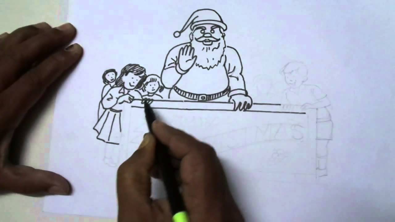 How to Draw a Simple Christmas Scene - YouTube