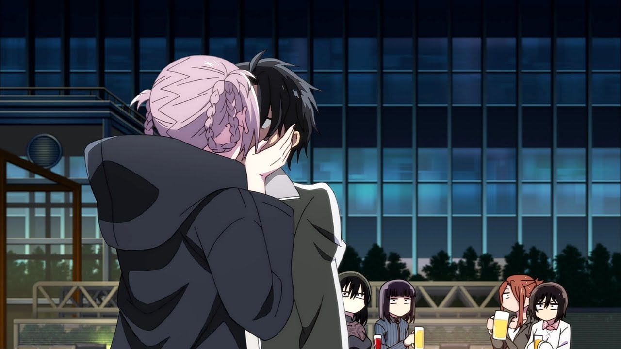 Nazuna kiss Kou in front of her friends ~ Yofukashi no uta Episode 8 - YouTube