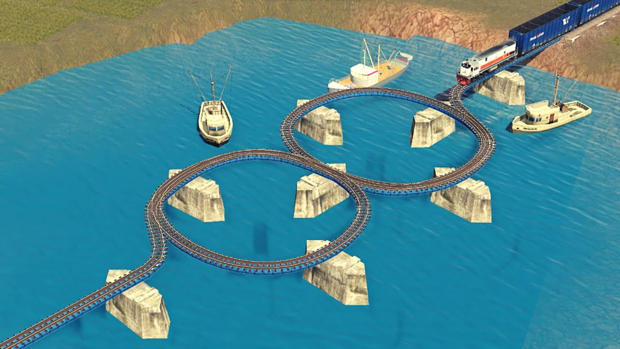 Train Passes Over the Figure Eight Bridge - Trainz Videos - YouTube