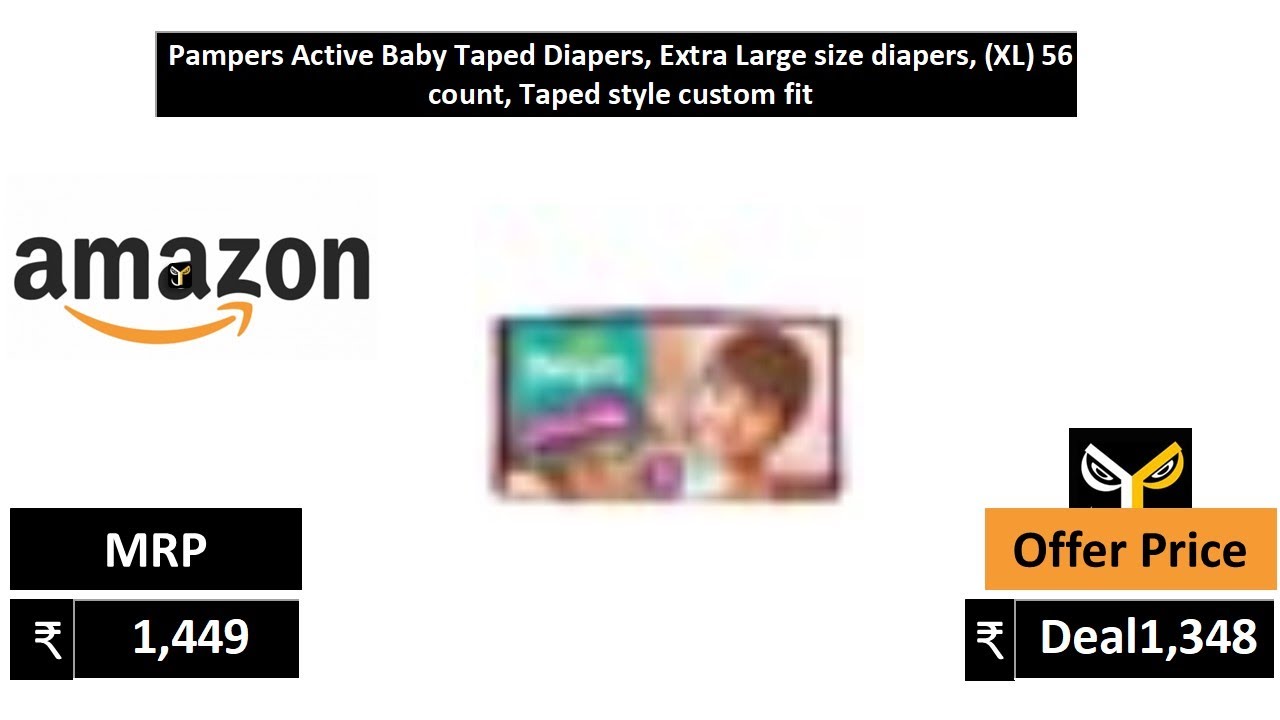 Pampers Active Baby Taped Diapers, Extra Large size diapers, XL 56 ...