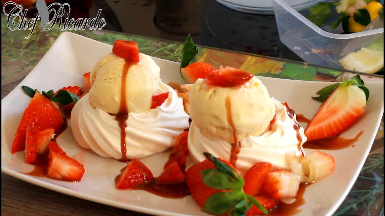 Best Sunday Dessert Recipe Meringue. With Ice Cream Strawberry Milk ...