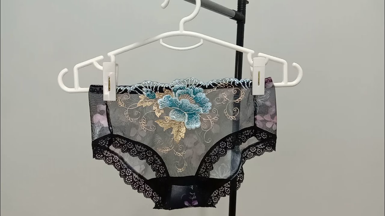 Embroidered Floral See-through Panty | Try-On - YouTube