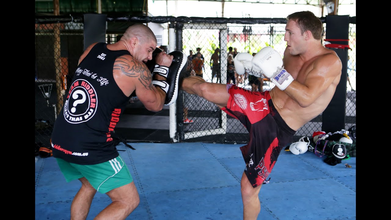 Brad "Quake" Riddell Hitting Pads for Global Fighting Championship ...