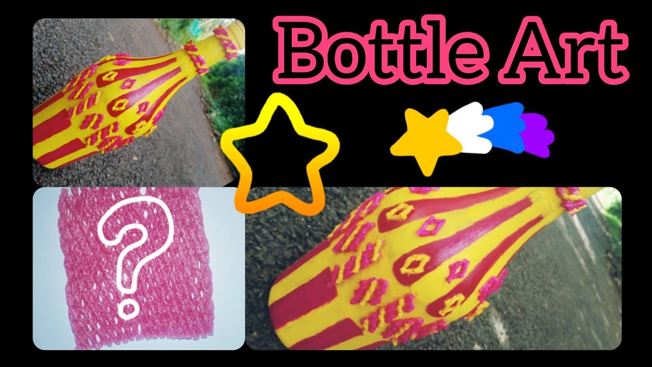 Bottle Art with Fruit foam net || Bottle Art with waste || Best out of ...