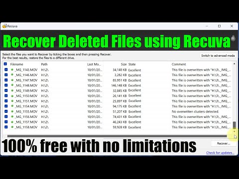 Recover Deleted Files using Recuva (100% free with no limitations)