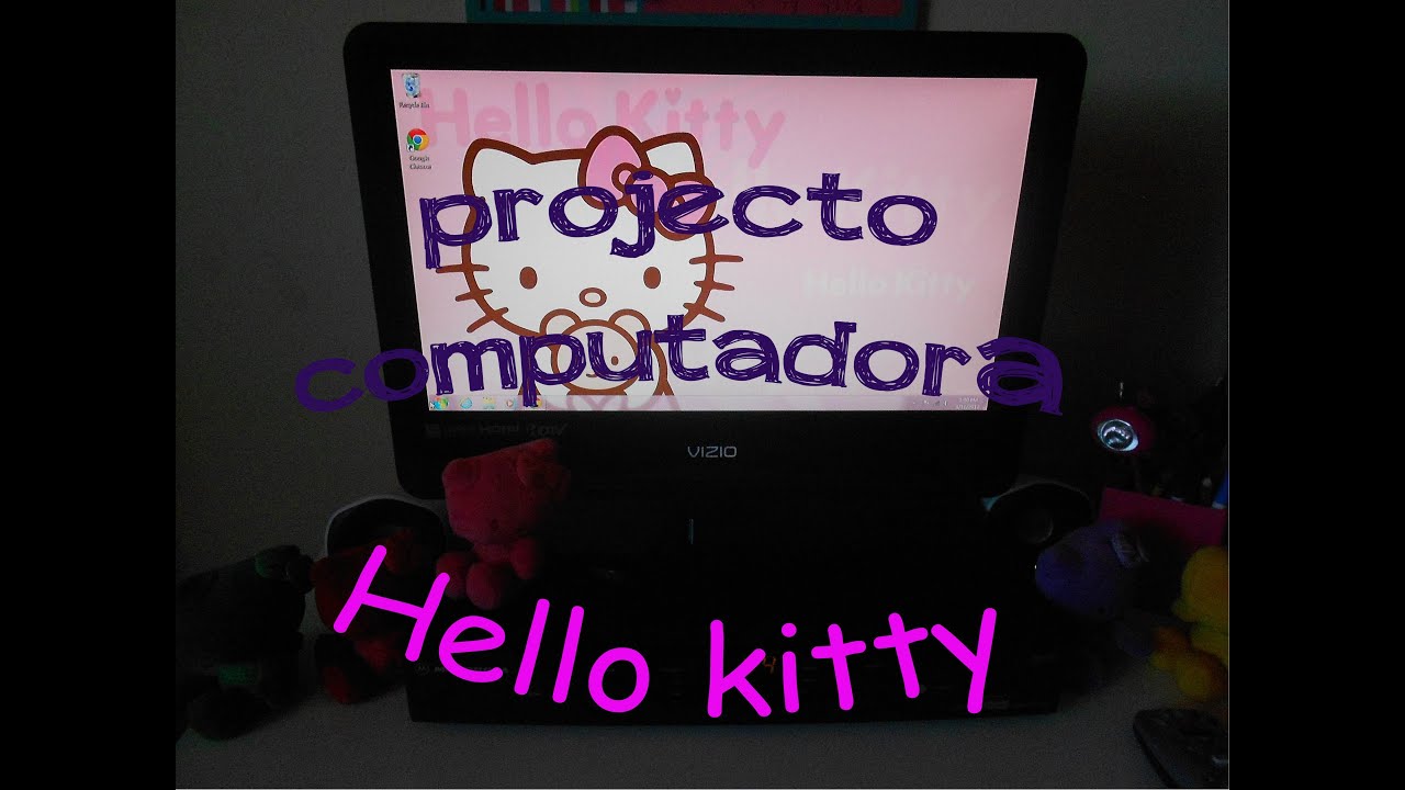 La computadora de mi hija projecto Hello kitty (pintando) - YouTube