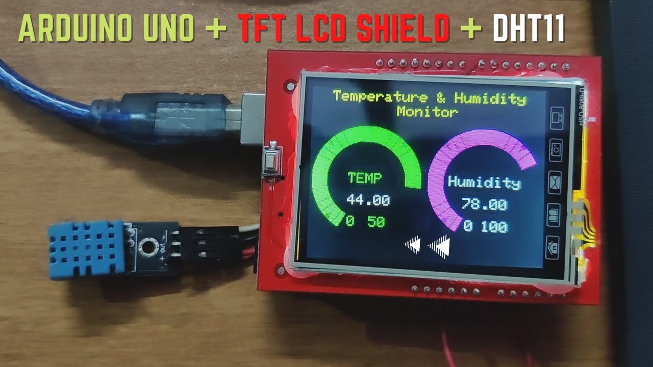 Arduino UNO TFT LCD DHT 11 Sensor Temperature 2 4 Inch TFT LCD Shield